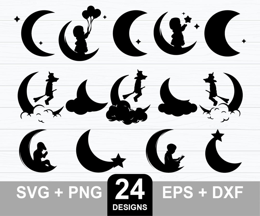 Moon Bundle Svg, Moon and Baby Svg, Crescent Moon Svg, Moon Phase ...