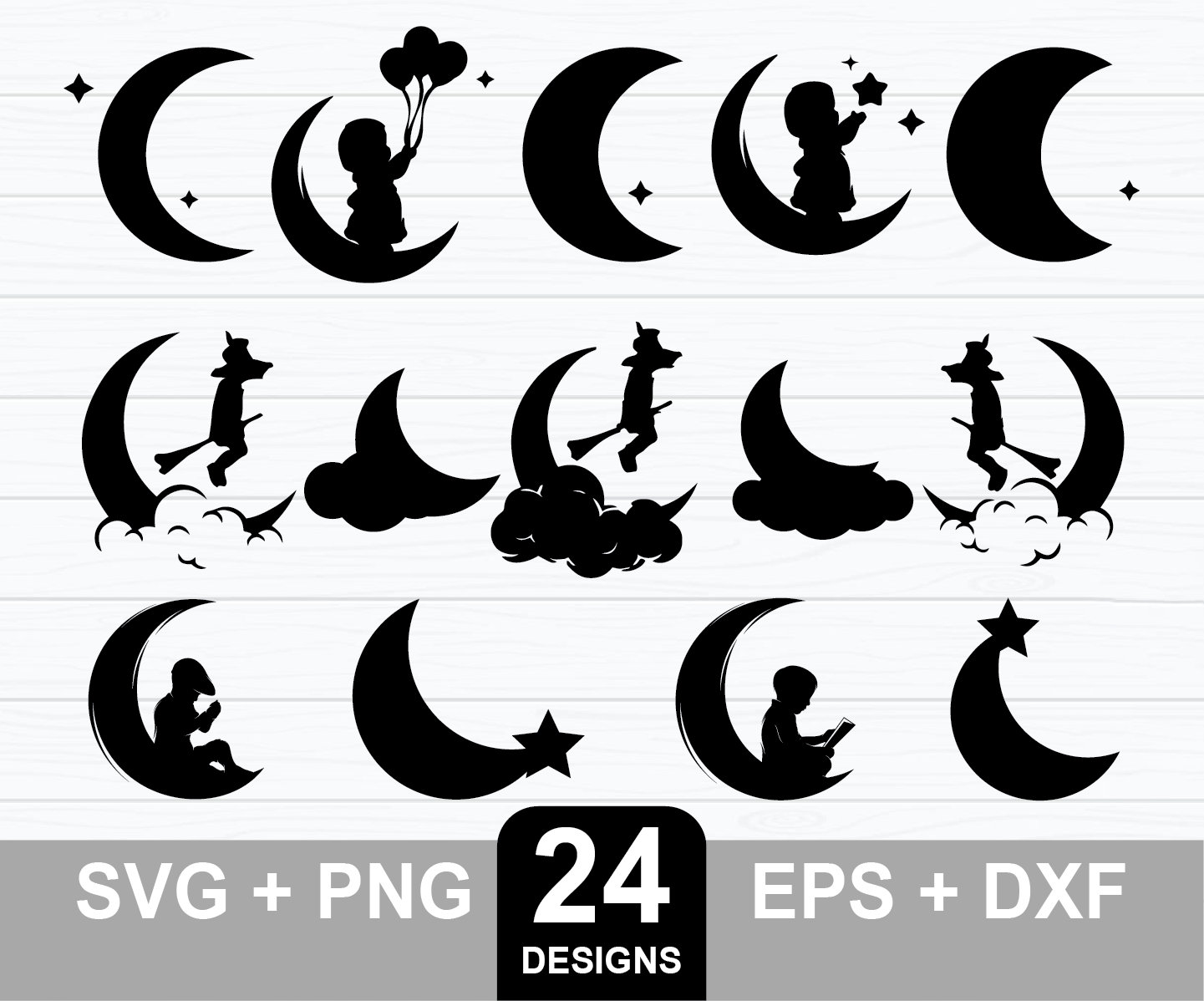 Moon Bundle Svg, Moon and Baby Svg, Crescent Moon Svg, Moon Phase ...