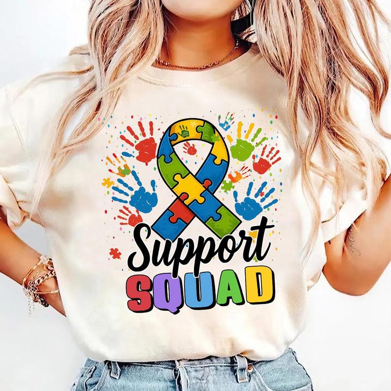Autism Support Squad PNG, Puzzle Ribbon Sublimation Design, Autism ...