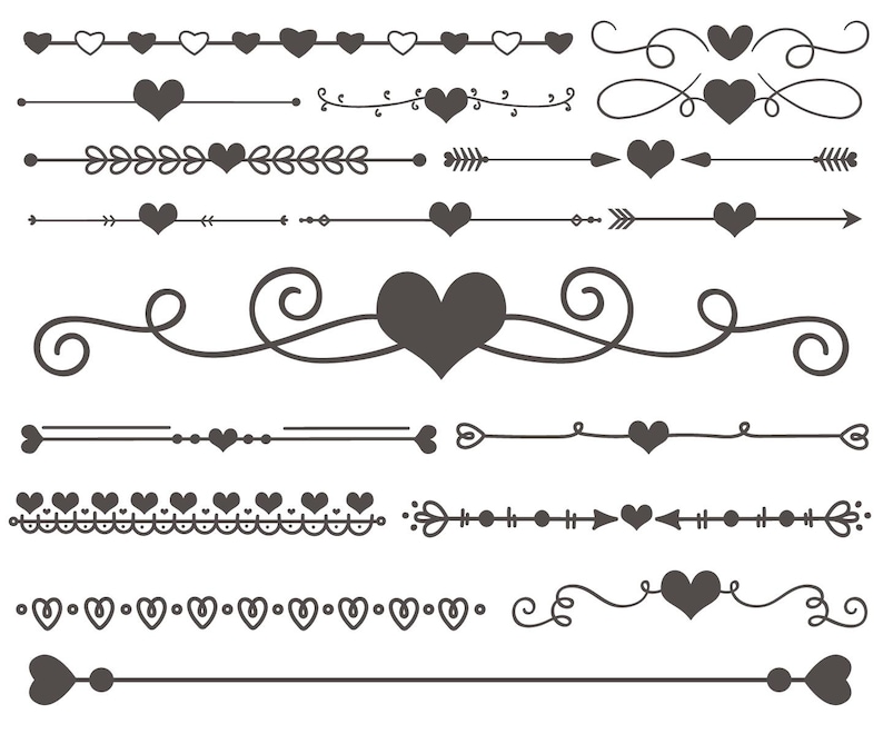 Heart Text Divider Svg Bundle, Heart Border Svg Bundle, Heart Svg ...