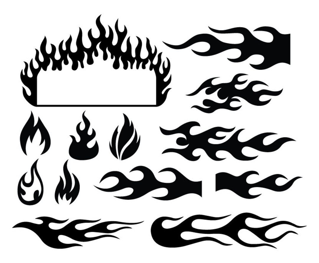 Flame SVG Bundle for Cut Files Project, Flame Clipart, Flame Silhouette ...
