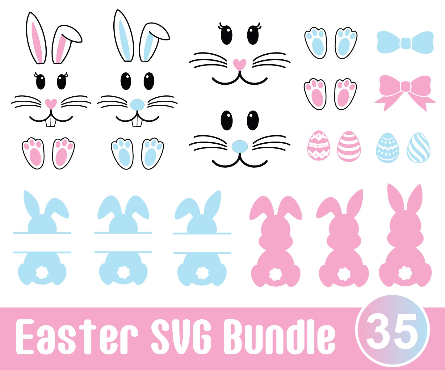 Bunny Face SVG Bundle, Easter Bunny Svg, Bunny Svg, Bunny Eras Svg ...