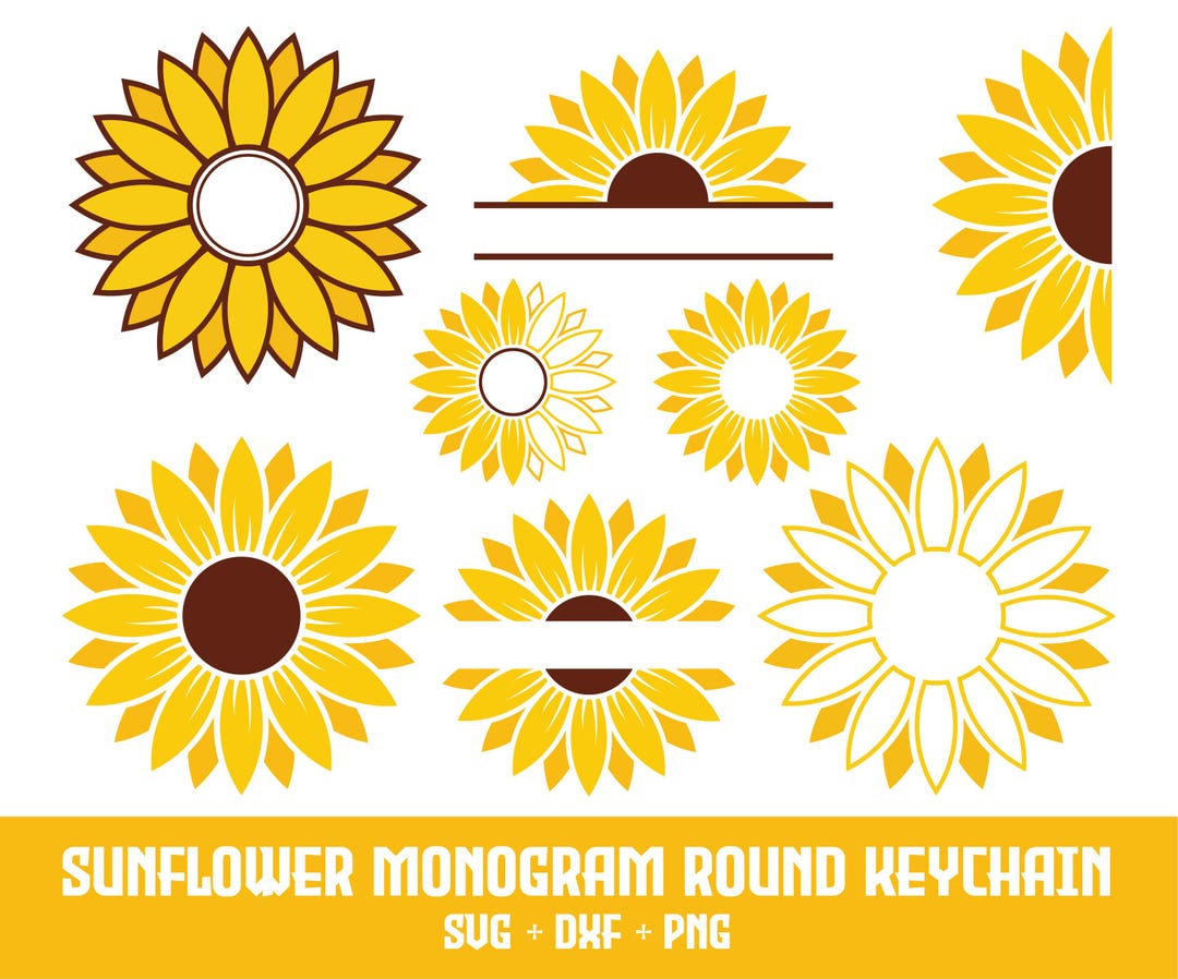 Sunflower Monogram Svg Bundle, Sunflower Svg, Sunflower Silhouette ...