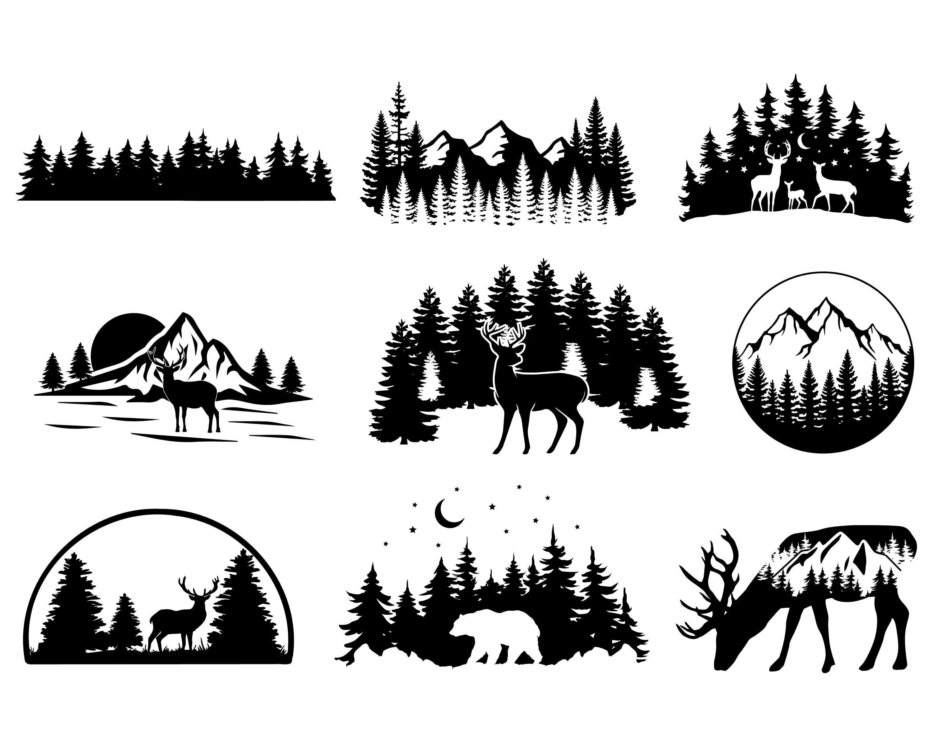 Forest Bundle Svg, Forest Svg Png Dxf Eps Bundle, Forest Svg Cut Files ...