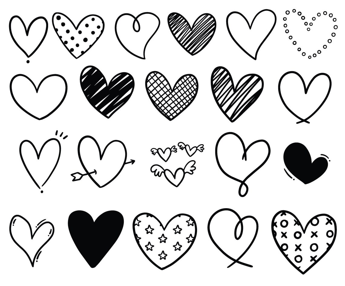 Heart Svg Bundle, Doodle Heart Bundle Svg, Open Heart Svg, Valentine ...