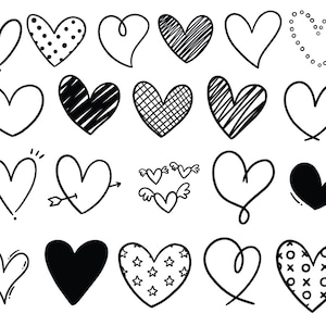 Heart Svg Bundle, Doodle Heart Bundle Svg, Open Heart Svg, Valentine Heart Svg, Hand Drawn Heart ...