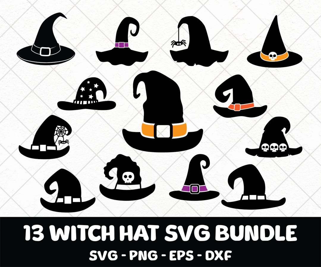 Witch Hat Svg Bundle, Halloween Witch Hat Svg, Hat Svg, Witch Hat ...