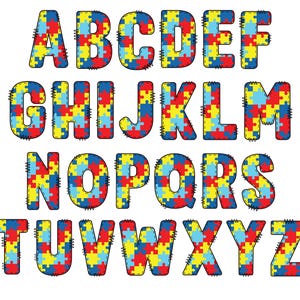 Autism Font Svg/png, Autism Alphabets and Numbers Png, Autism Number ...