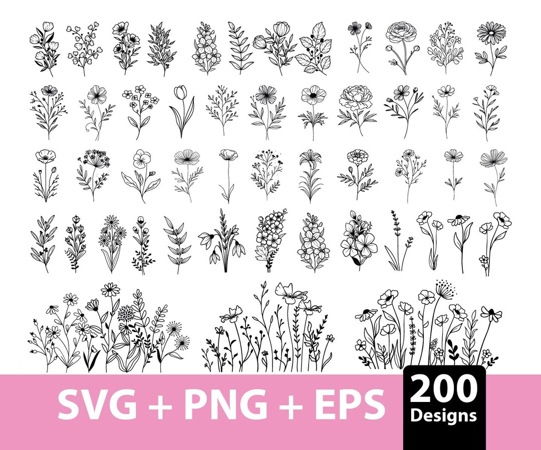 Wildflower Svg Bundle, Wildflower Mega Bundle, Floral Svg, Flower Svg ...