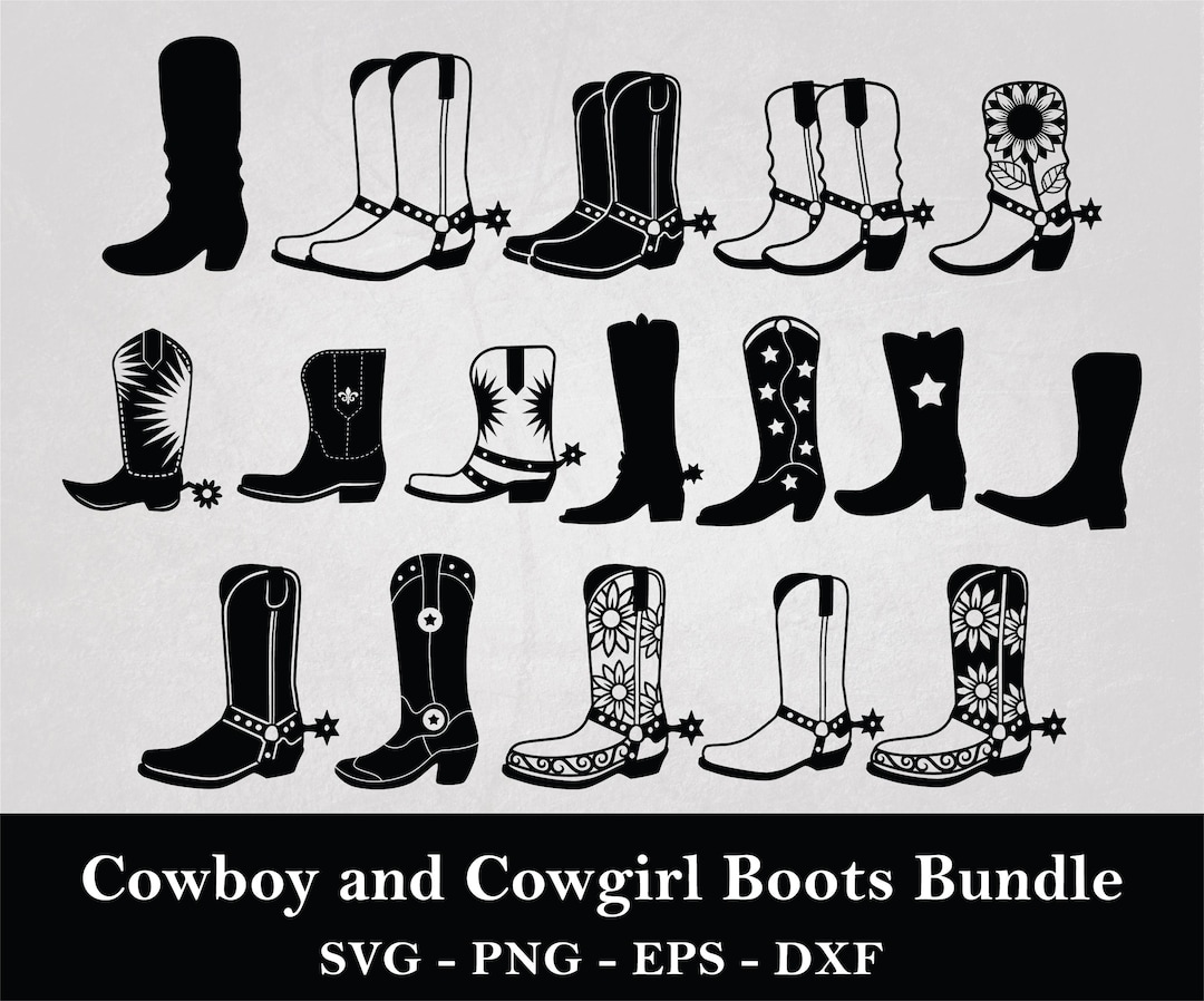 Cowgirl Boot Svg Bundle, Cowboy Boot Svg Bundle, Floral Boots Svg ...