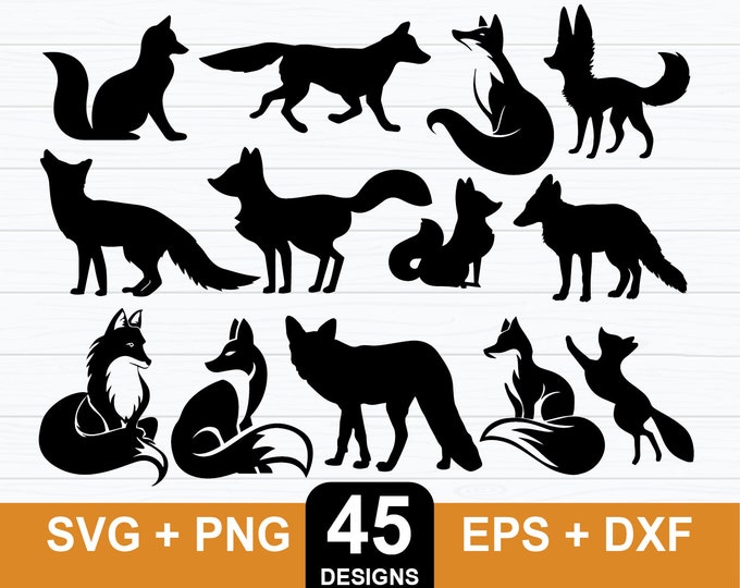 Cute Fox SVG Bundle, Woodland Animal Silhouette, Little Fox Cut File ...