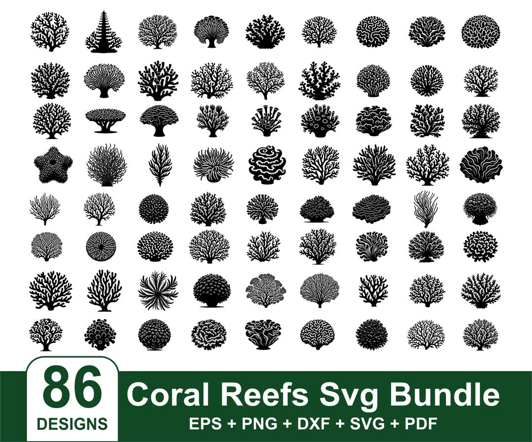 Coral Reef Svg Bundle, Coral Svg Bundle, Coral Silhouette, Coral ...