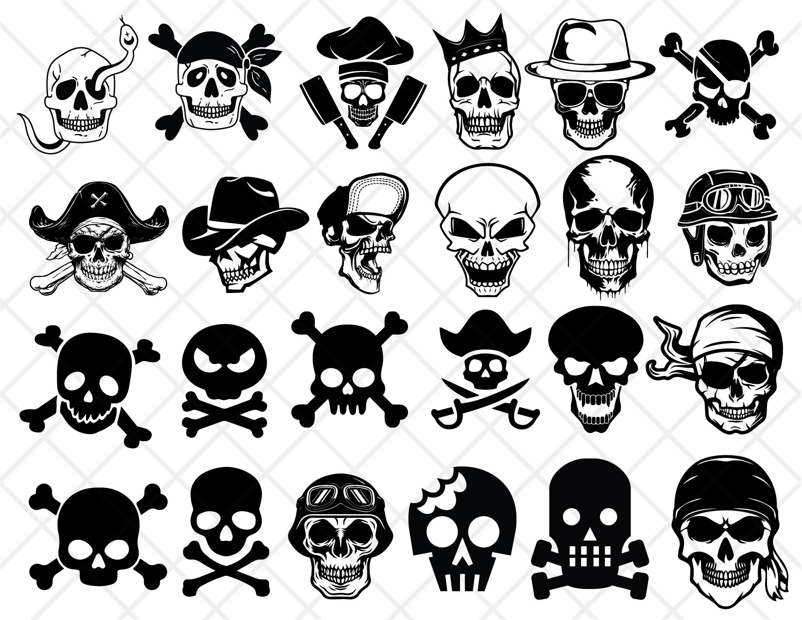 Paquete SVG de calaveras, paquete de svg esqueleto, archivos de corte ...