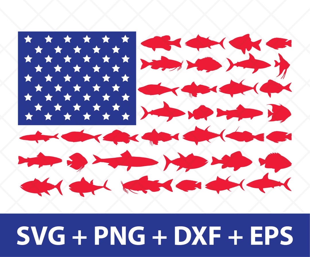 American Fishing Flag Svg, Distressed Svg, USA Fisherman Svg, Fish Flag ...