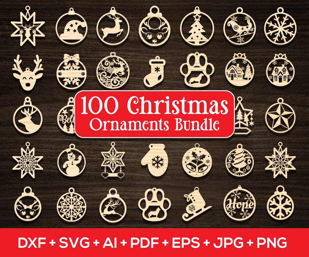 100 Christmas Ornaments Svg Bundle, Christmas Ornaments Laser Cut File ...