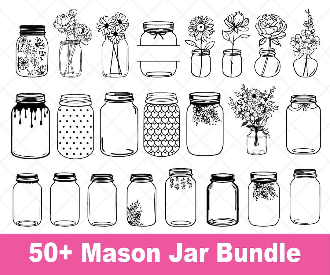 Mason Jar Svg Bundle, Mason Jar Silhouette Cut File, Mason Jar Cricut ...