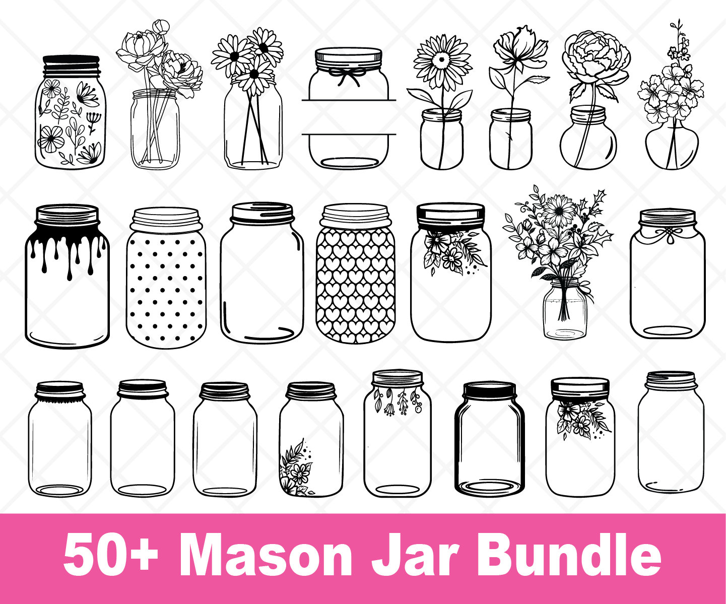 Mason Jar Svg Bundle, Mason Jar Silhouette Cut File, Mason Jar Cricut ...