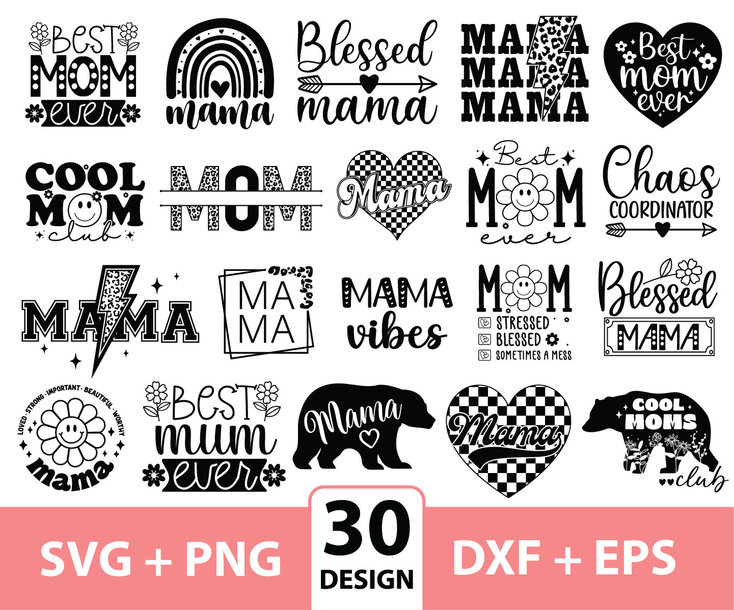 30 Cute Mom Svg Bundle, Blessed Mama Svg, Cute Mom Bundle Svg, Mother's ...