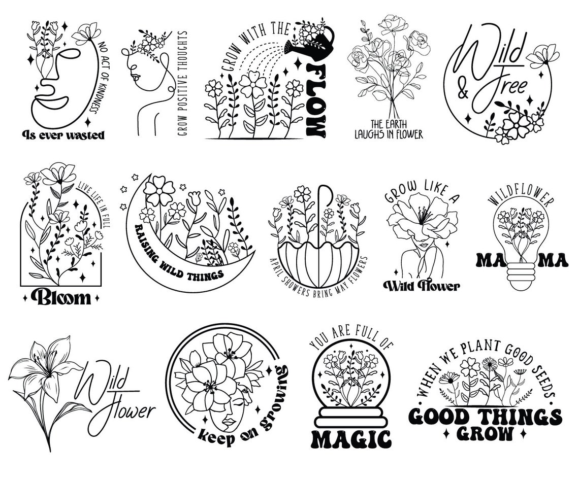 Flower Quotes Svg Bundle, Floral Motivational Quotes Svg, Positive ...