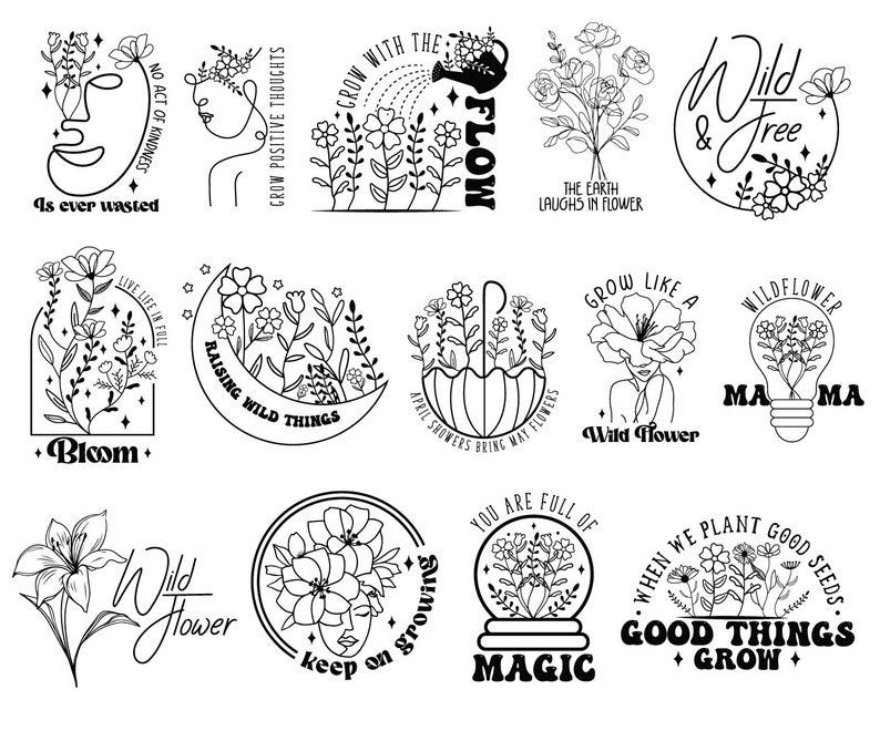 Flower Quotes Svg Bundle, Floral Motivational Quotes Svg, Positive ...
