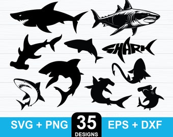 Shark Svg Bundle, Shark Svg Png, Shark Silhouette, Shark Bundle Svg ...