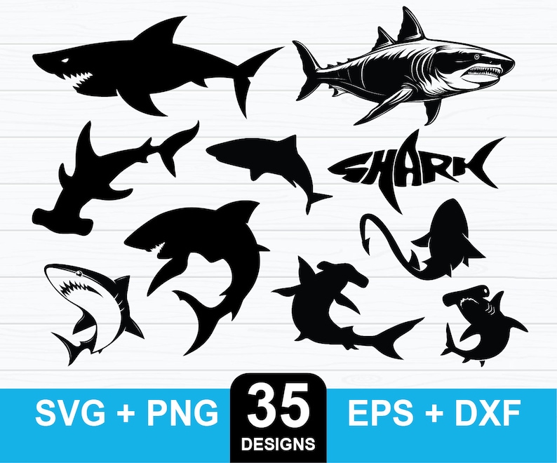 Shark Svg Bundle, Shark Svg, Shark Silhouette, Shark Bundle Svg, Shark ...
