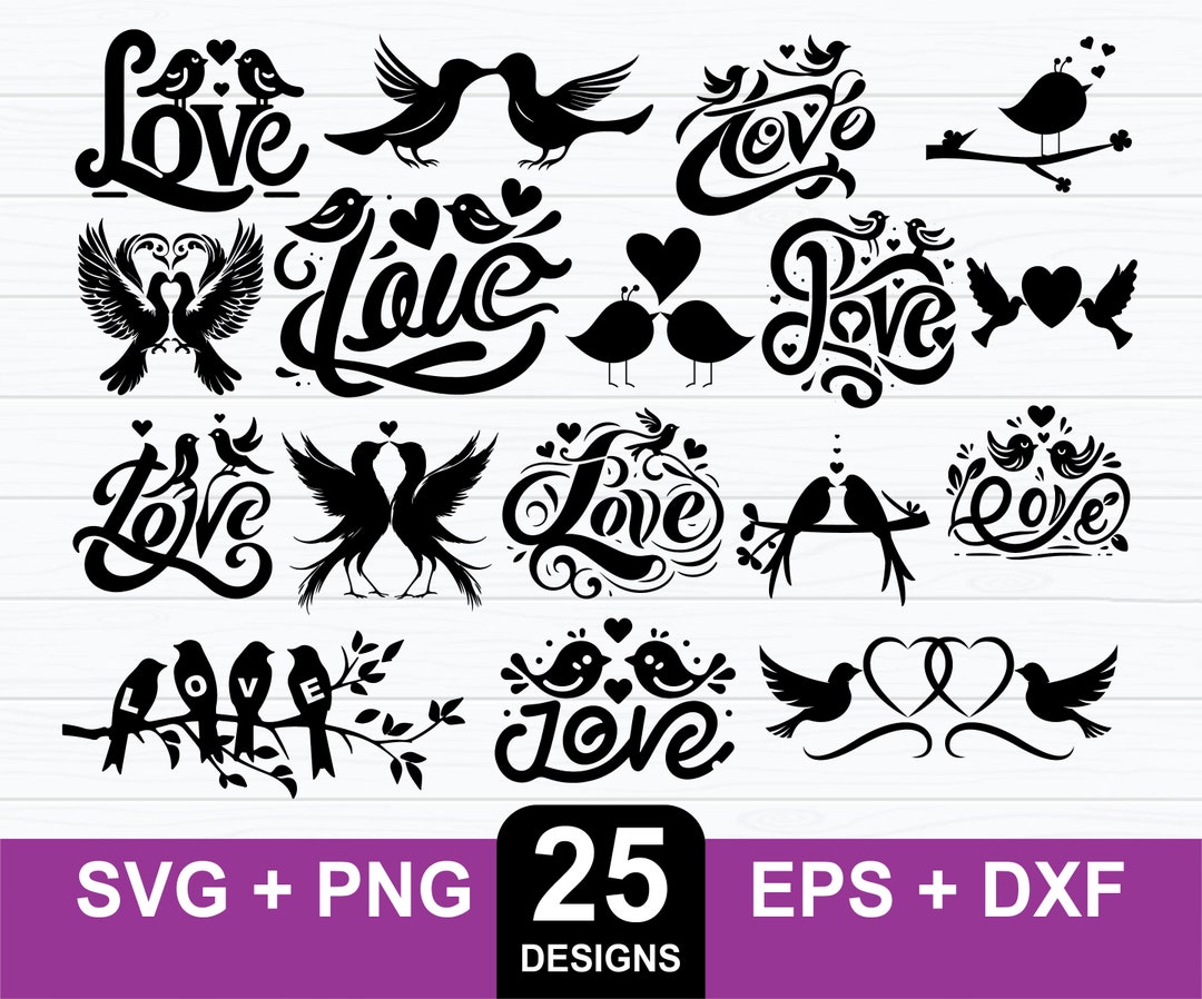 Love Birds Svg Bundle, Birds Svg, Love Birds Svg, Love Birds Silhouette ...