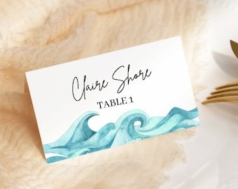 Blue Ocean Theme Place Card Template,summer Beach Card Template ...