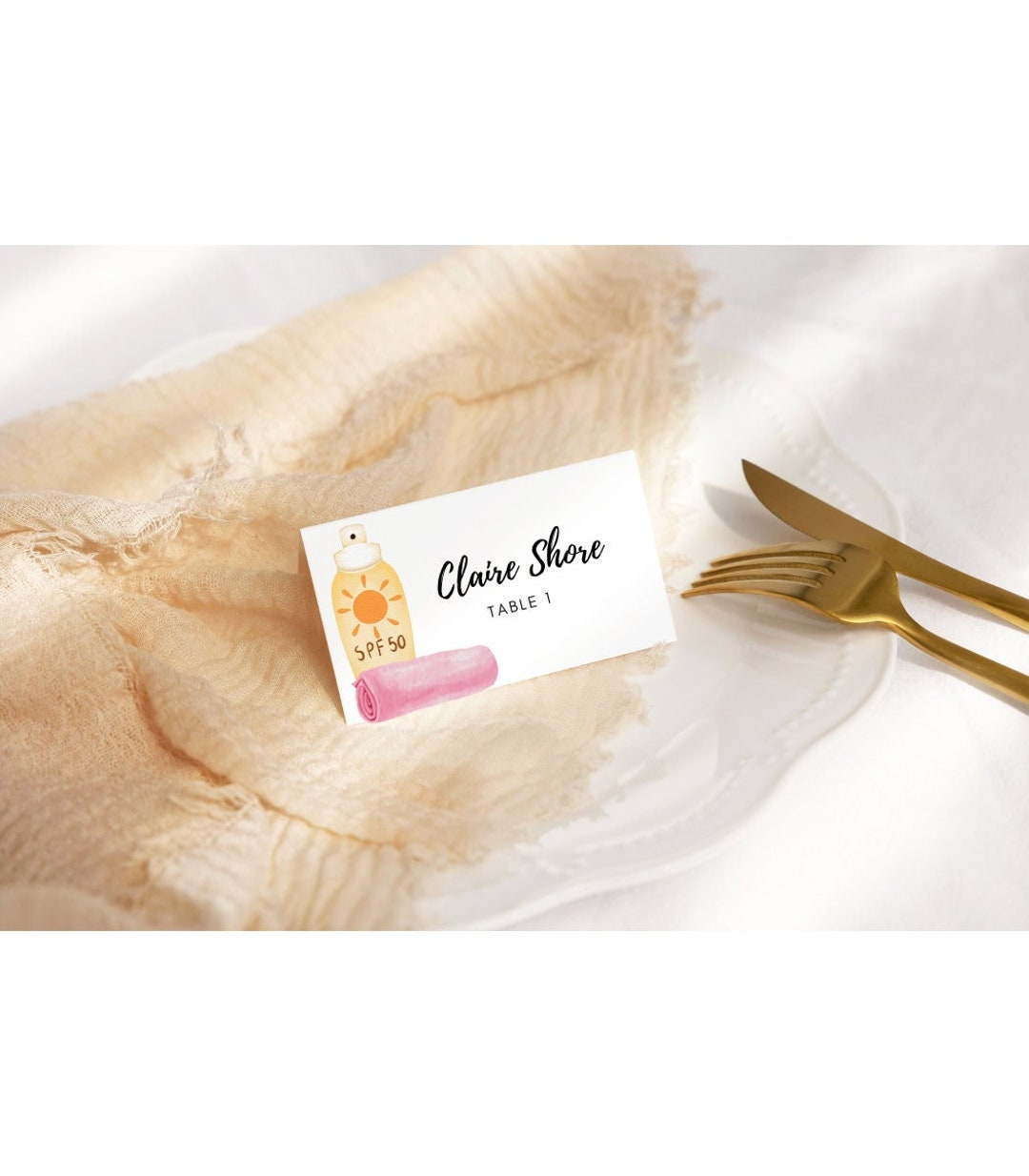 Sunscreen Place Card DIY, Editable & Printable Summer Place Card, Beach ...