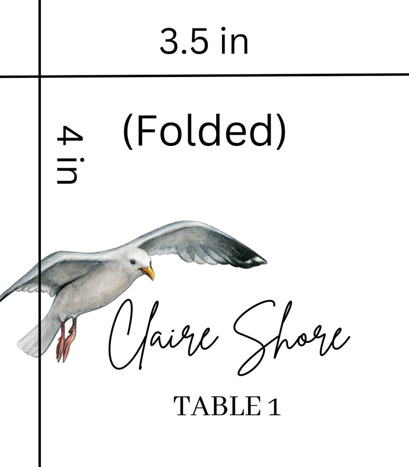 Animal Seagull Watercolour Wedding Place Card Template Instant Download ...