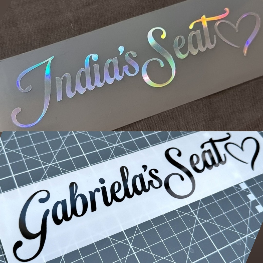 Custom Sticker Car Seat Names With Heart Personalised Vanity Mirror ...