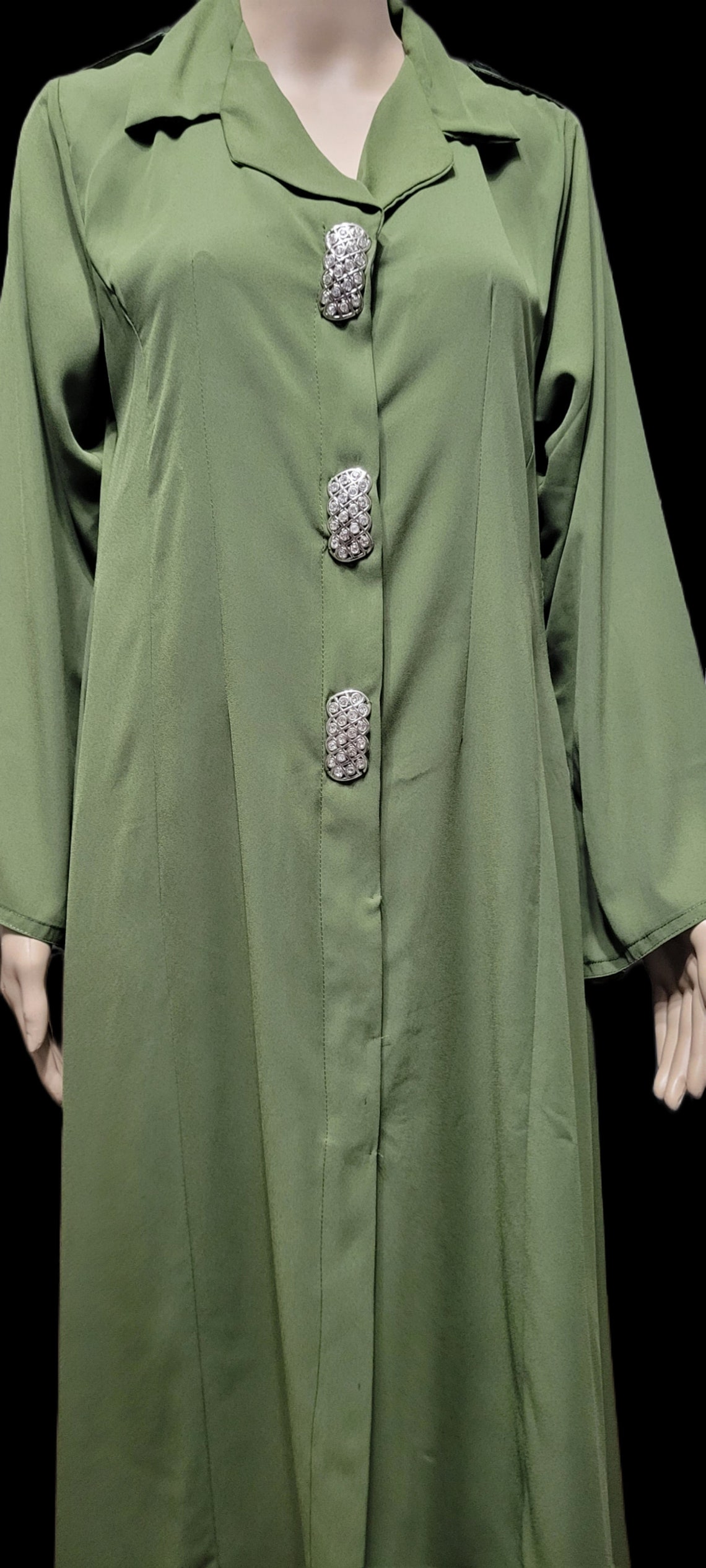 Modern Style Coat Burqa Long Dress With Fancy Buttons, Muslim Abaya ...