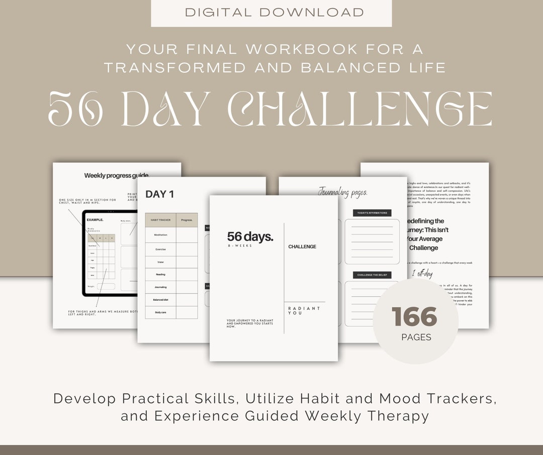 56 Day Radiant You Challenge - Journal Planner Tracker - Etsy