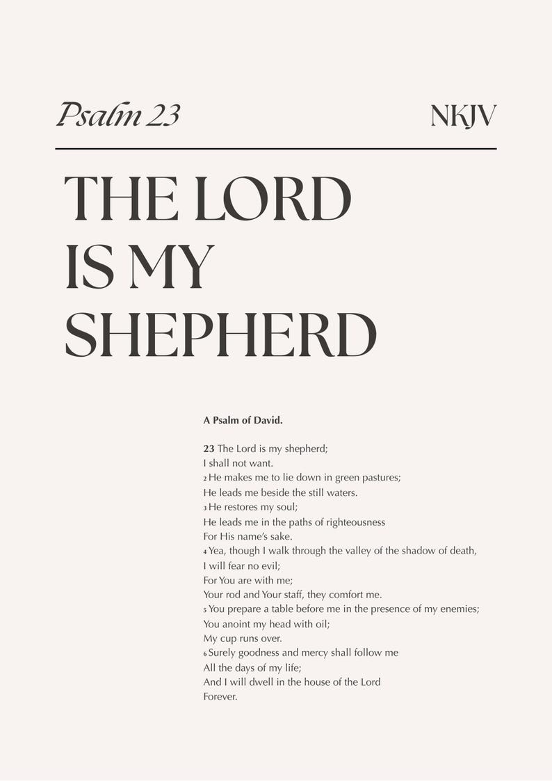 Psalm 23 - the Lord is My Shepherd Scripture Wall Art - Etsy