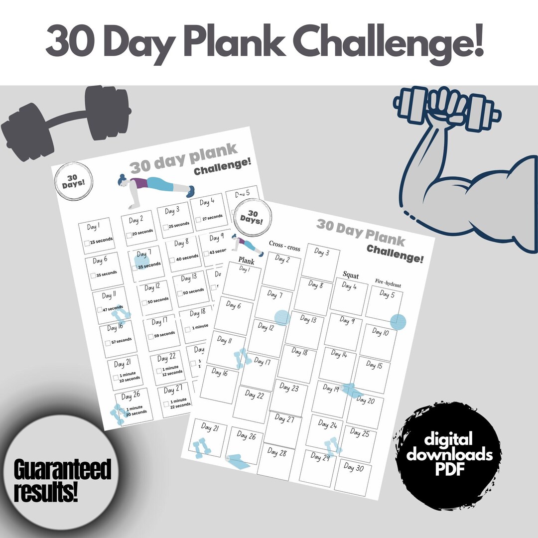 30 Day Plank Challenge Digital Fitness Guide Printable - Etsy