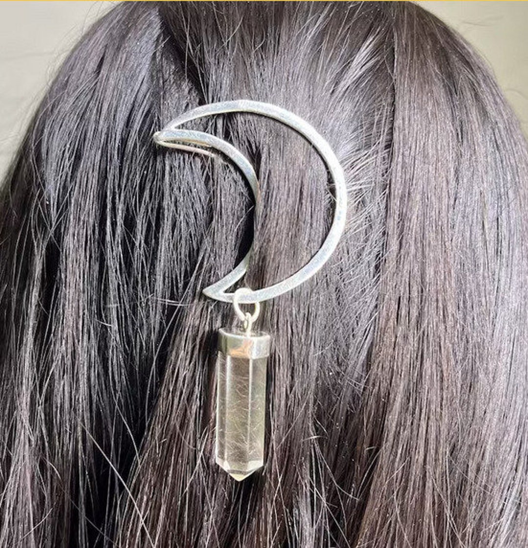 Half Moon Silver Brooch Pin, Moon Hair Clip Pin, Silver Brooches for ...