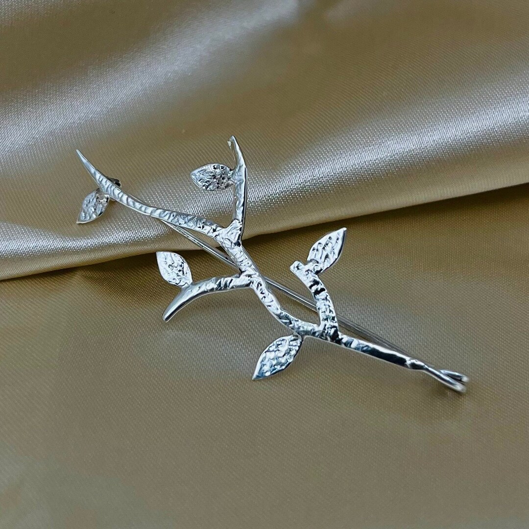 925 Silver Tree Leaf Brooch Pin Tree Branches Silver Brooches for Her ...