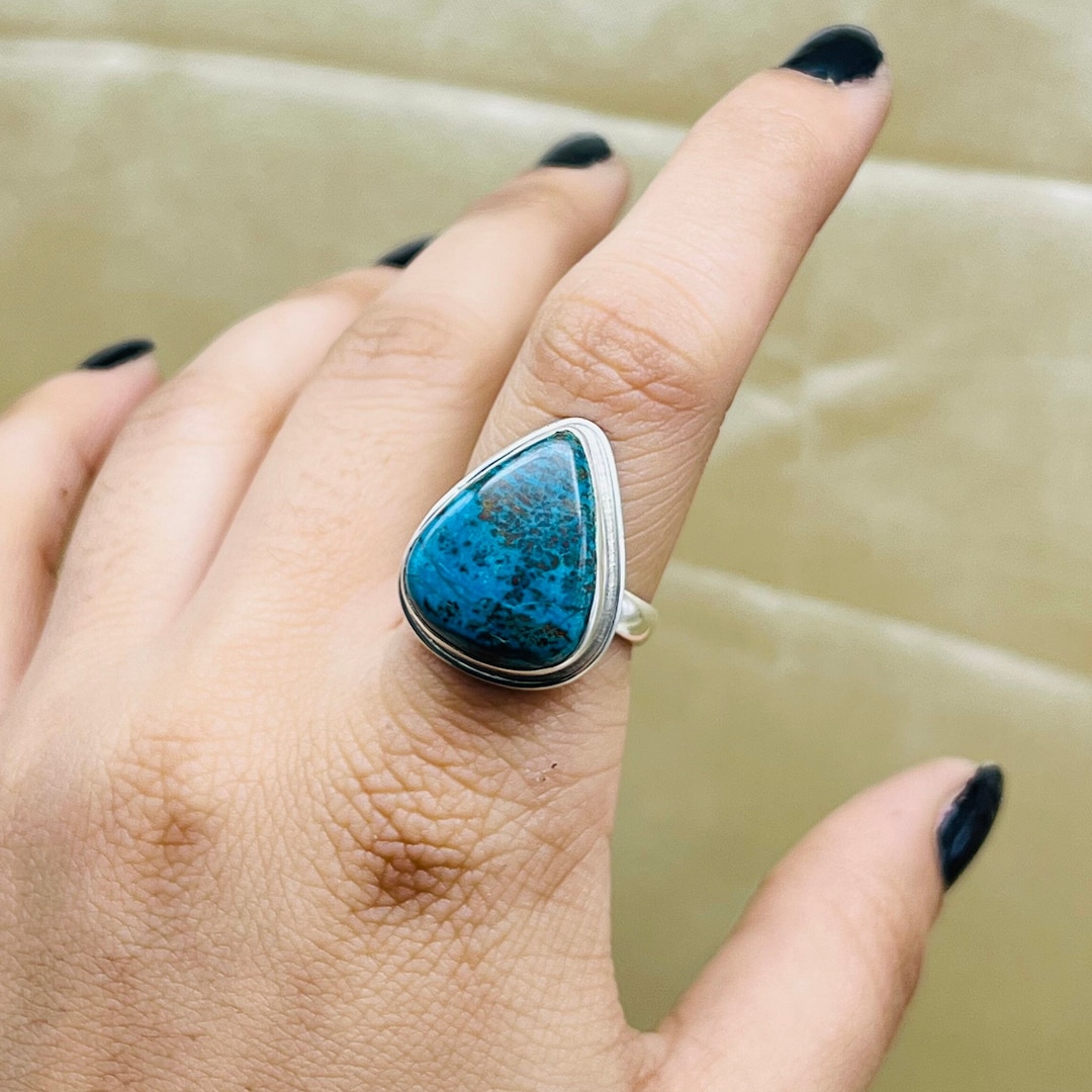 Natural Shattuckite Ring, Solid 925 Sterling Silver Shattuckite ...
