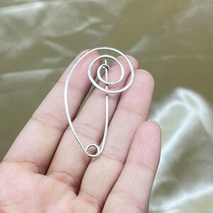 925 Sterling Silver Pin Brooch, Spiral Silver Pin Brooch, Simple Silver ...