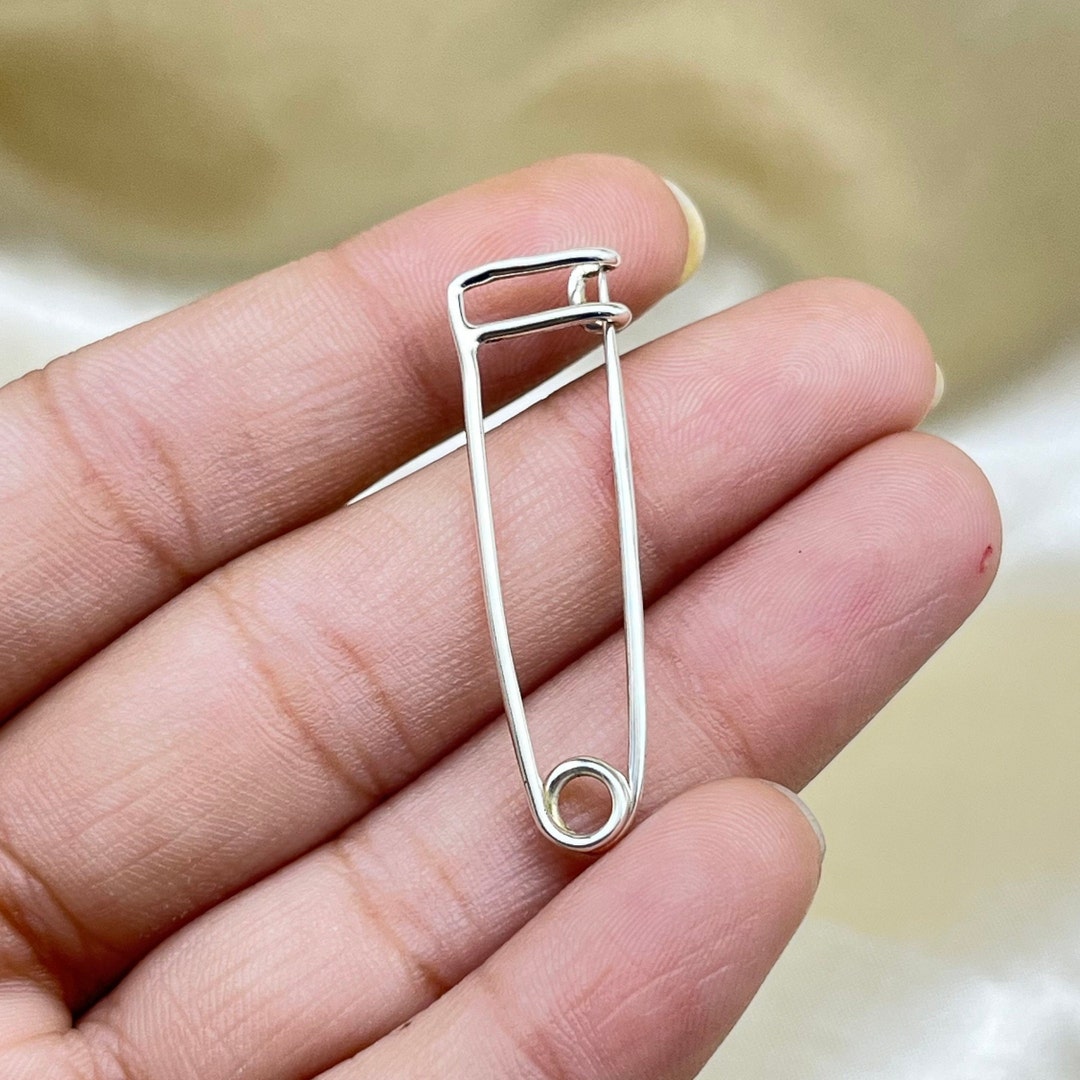 925 Sterling Silver Safety Pin Brooch, Simple Silver Safety Pin ...