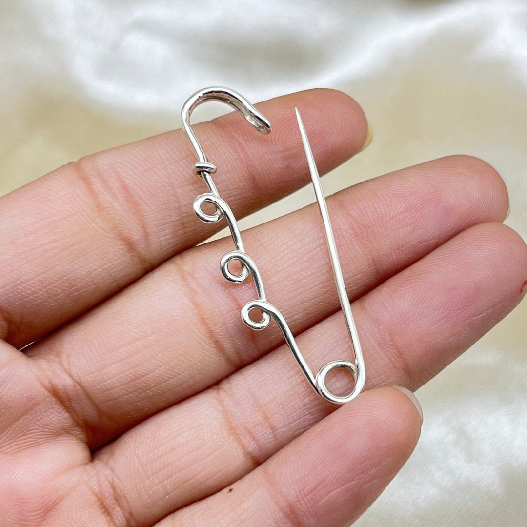 925 Sterling Silver Safety Pin Brooch, Simple Silver Safety Pin ...