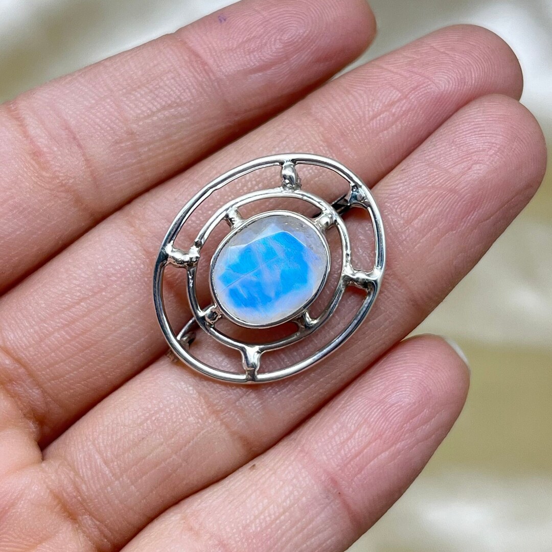 925 Sterling Silver Brooch, Vintage Silver Brooches, Genuine Moonstone ...