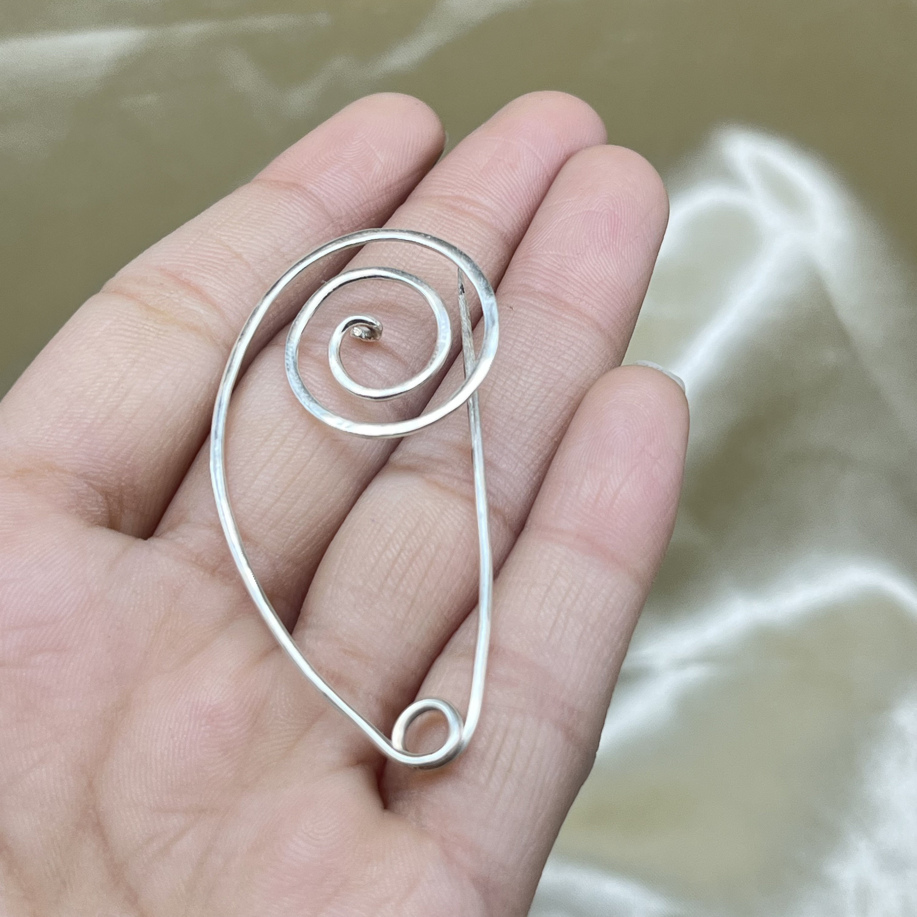 925 Sterling Silver Pin Brooch, Spiral Silver Pin Brooch, Simple Silver ...