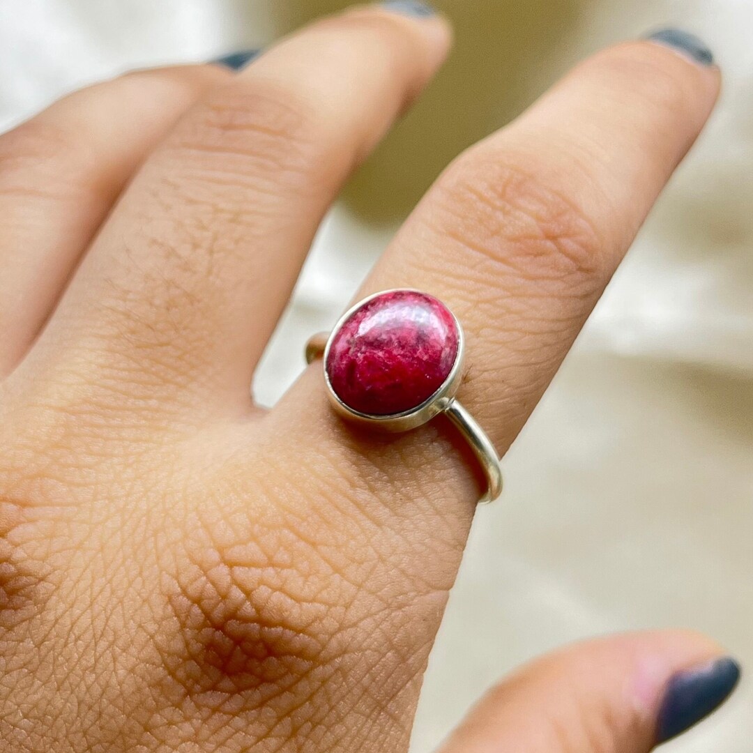 Natural Thulite Silver Ring, 925 Sterling Silver Ring, Pin Thulite ...