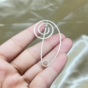 925 Sterling Silver Pin Brooch, Spiral Silver Pin Brooch, Simple Silver ...