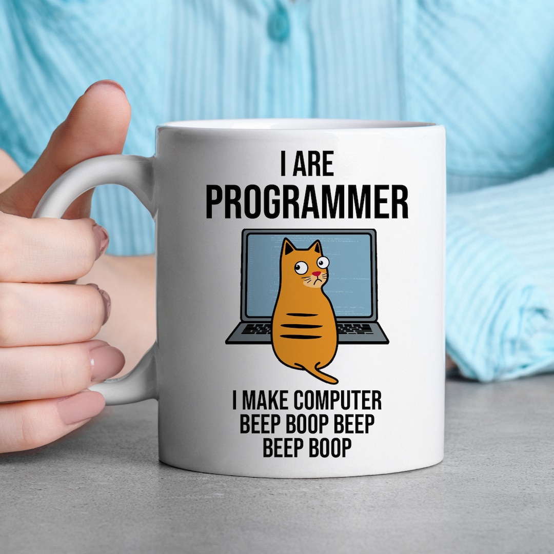 Computer Programmer Cat Funny Mugcomputer Coder Pun Nerd Meme Etsy 