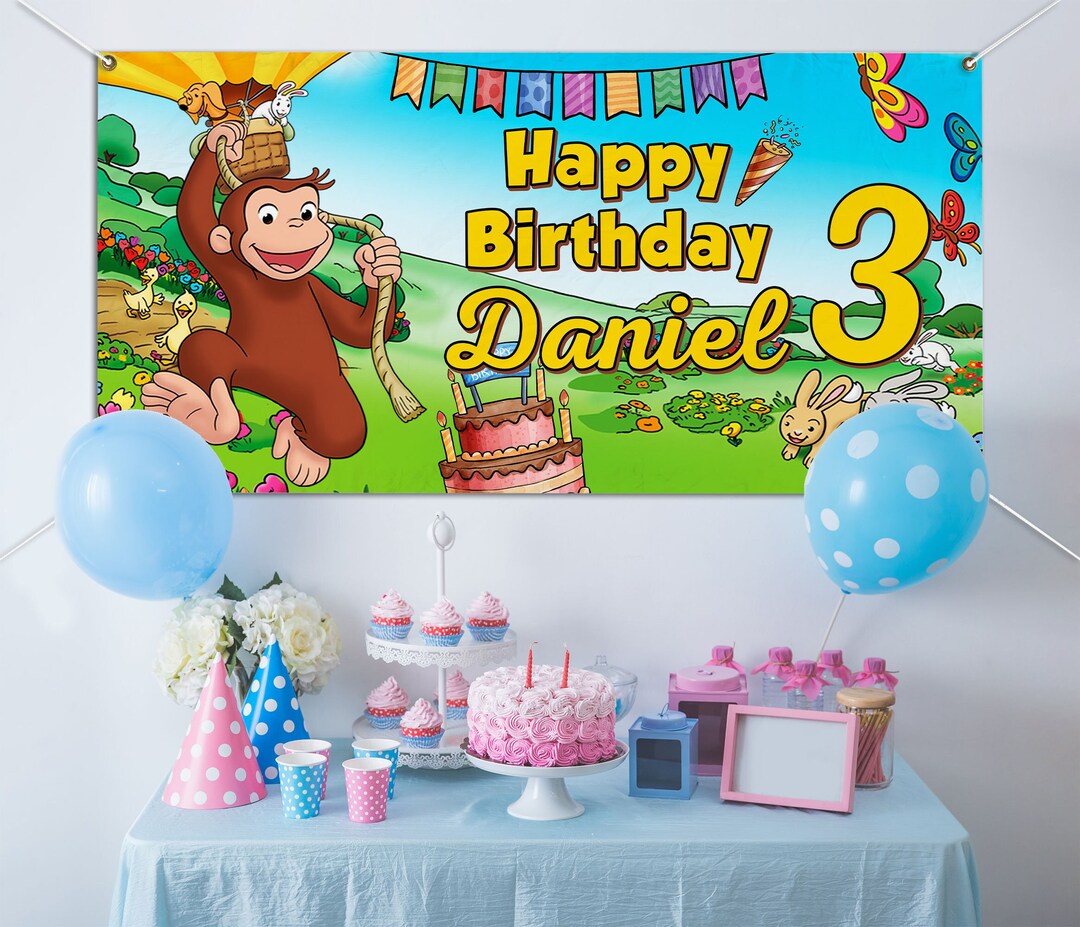 Curious George Birthday Backdrop/curious George Birthday - Etsy