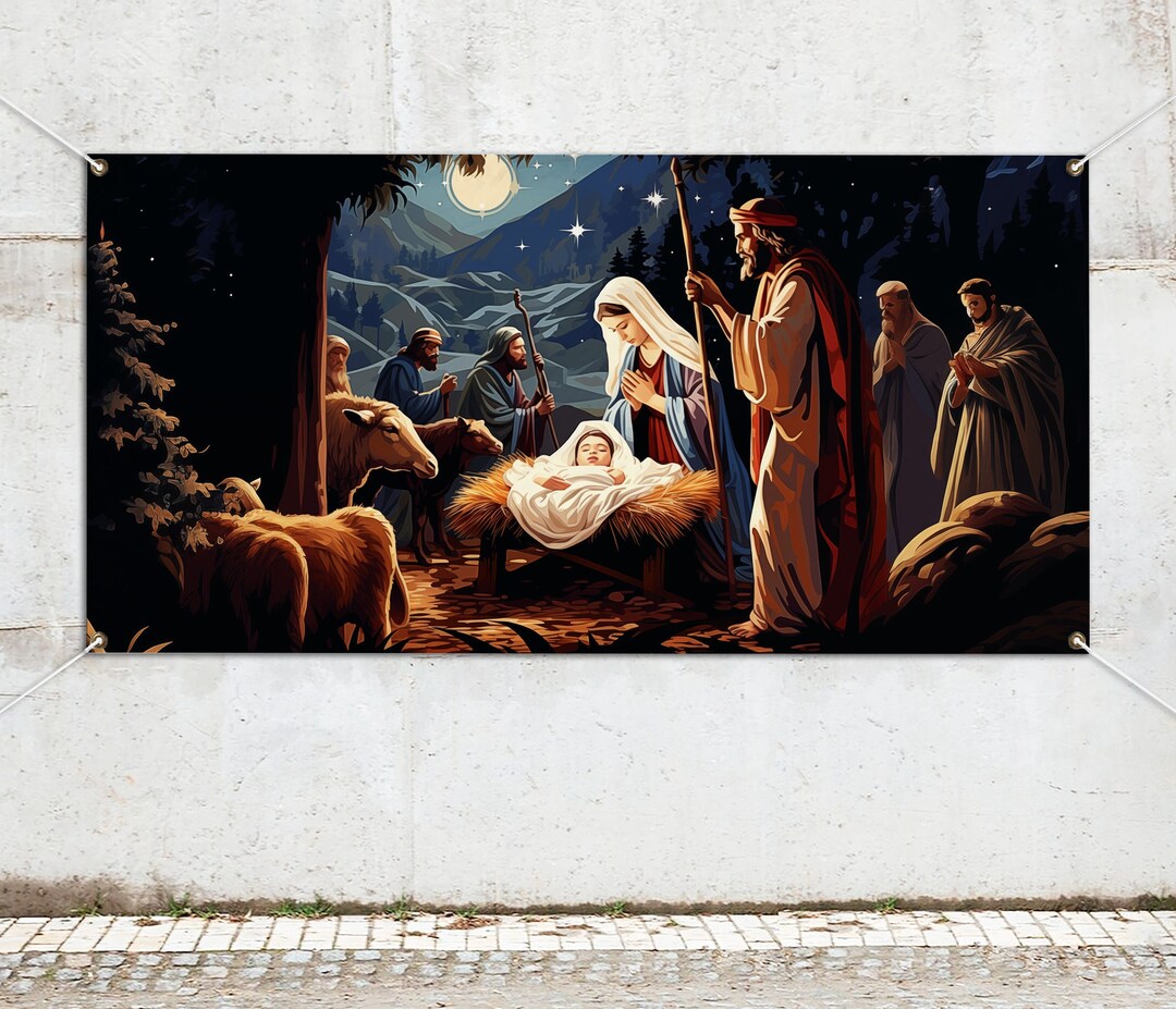 Nativity Christmas Banner Backdrop/manger Scene Religious - Etsy