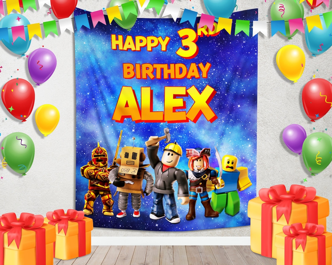 Personalized Roblox Birthday Backdrop Custom Birthday Banner - Etsy