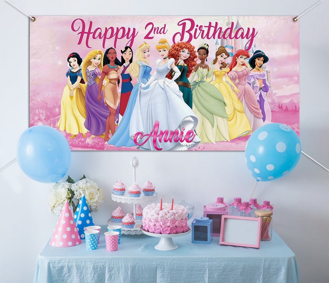 Princess Personalized Birthday Backdrop Princess - Etsy
